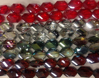 30mm coin shaped chinese faceted crystal glass 10beads