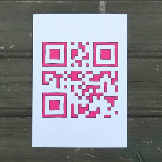 Happy Birthday QR Code Card in Pink by Papercactus on Etsy Happy Birthday QR Code Card in Pink by Papercactus on Etsy