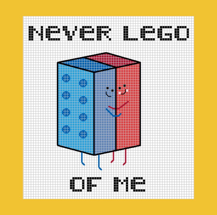 PDF Pattern Never Lego of Me Cross Stitch Pattern
