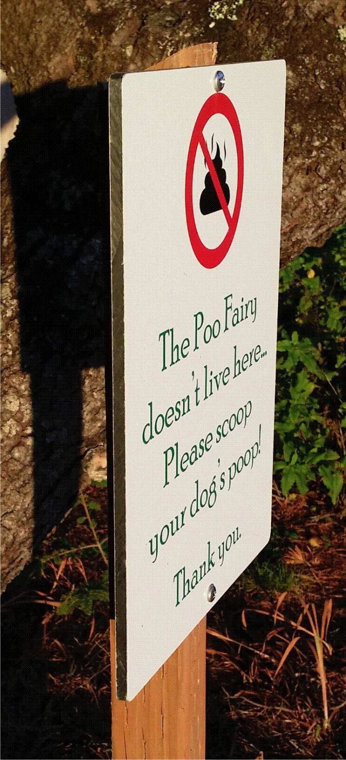 No Dog Poo Fairy Sign by AgateQueen on Etsy