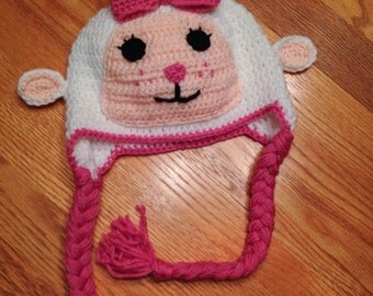 Crocheted Lambie from Doc Mcstuffins Hat made in sizes Newborn to Child