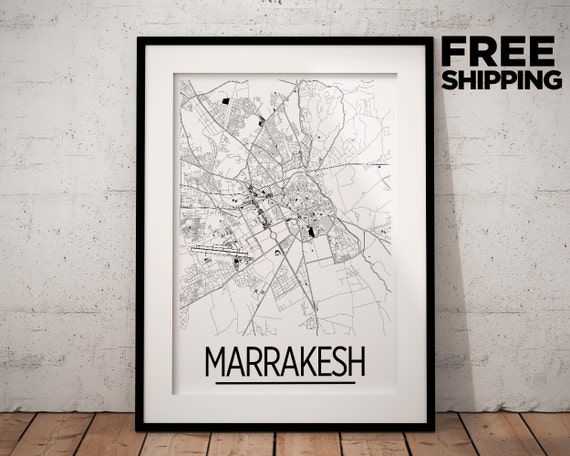 Marrakesh Map Poster moroco Map Print Art Deco by iLikeMaps