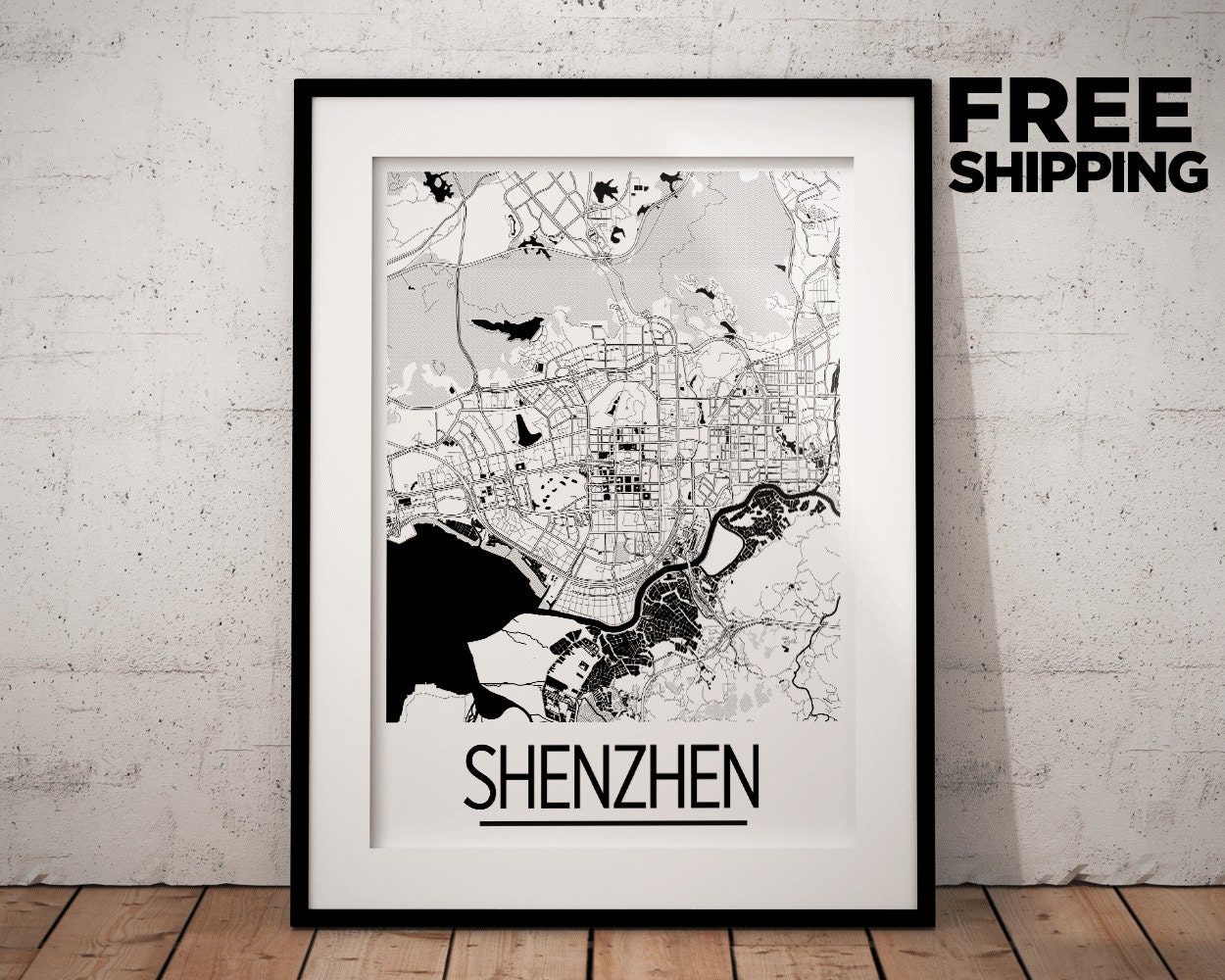 Shenzhen Map Poster china Map Print Art Deco Series by iLikeMaps