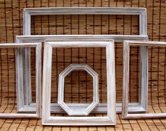 Ivory Painted Frames Open Photo FramesSET of 6 by UpcycledMix