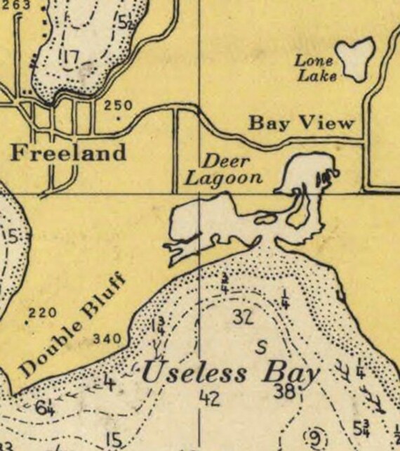Puget Sound 1946 Nautical Map Washington PC Big Area by Oldmap