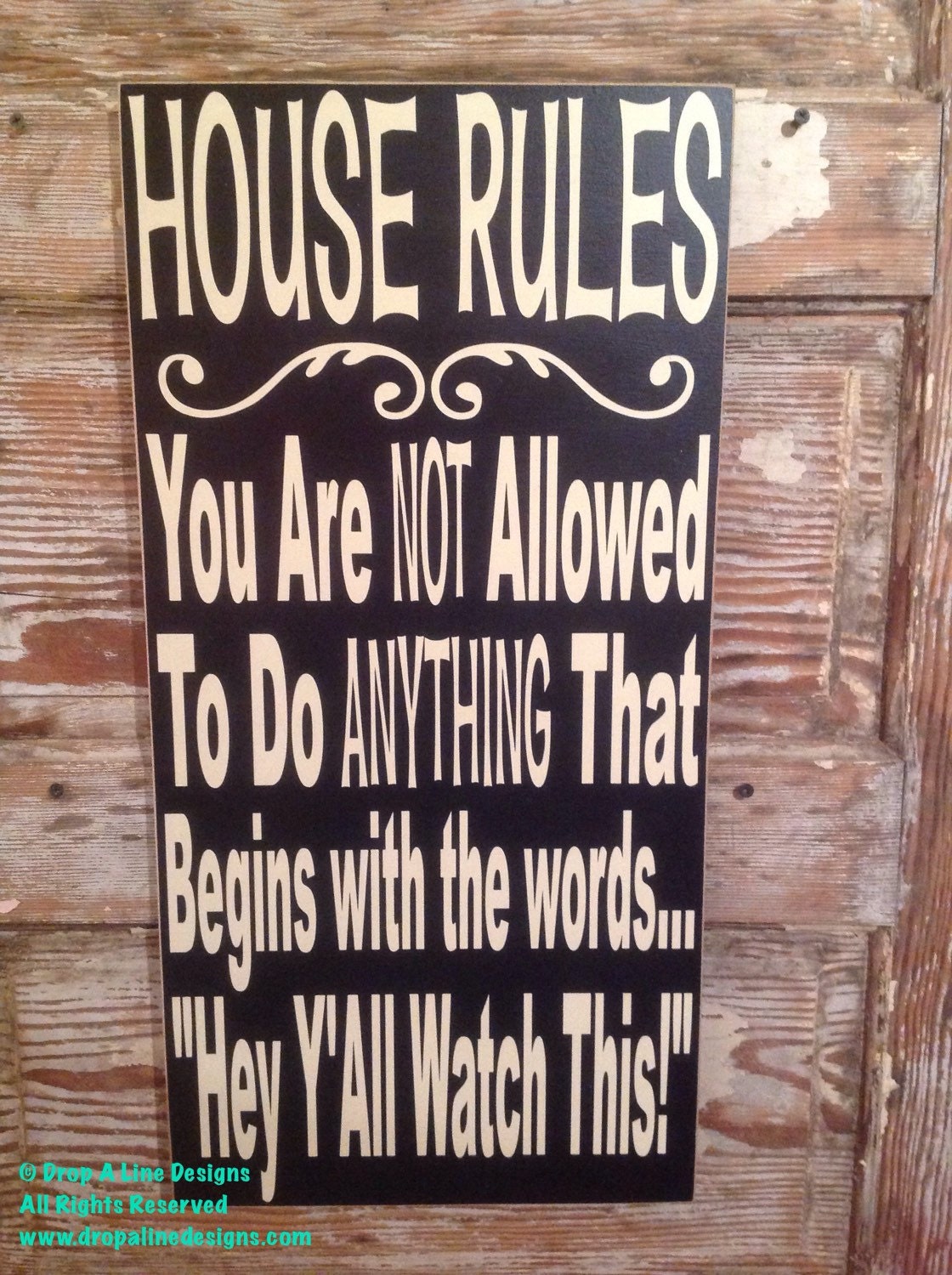 House Rules Sign 12 X 24 Wood Sign Funny Sign