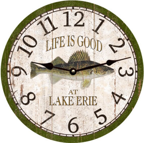 Walleye Clock- Personalized Walleye Clock by TimeFliesClocks