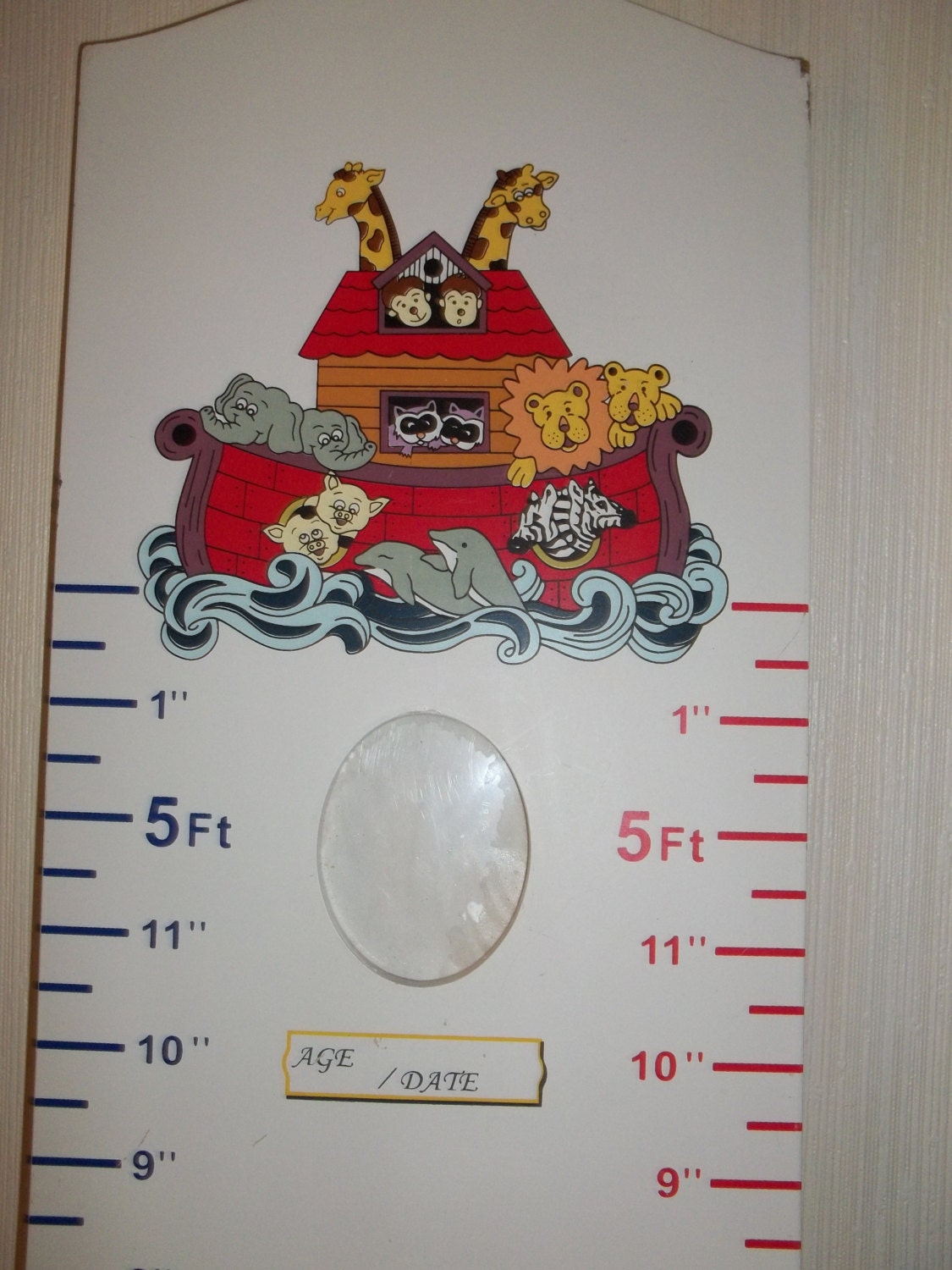 50s -60s – Child’s Wall Measuring Ruler,* NOAH’S ARK * Illustration ...