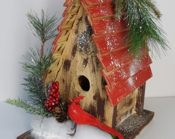 Popular items for red bird house on Etsy