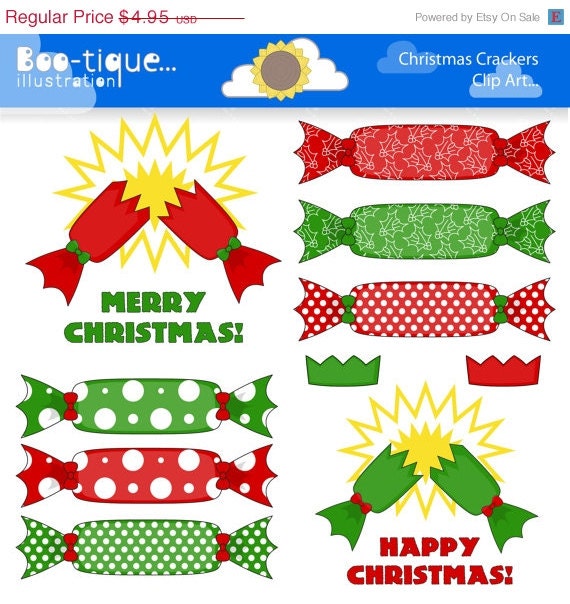 75% OFF Christmas Crackers Digital Clipart. Christmas Clip Art. Xmas ...
