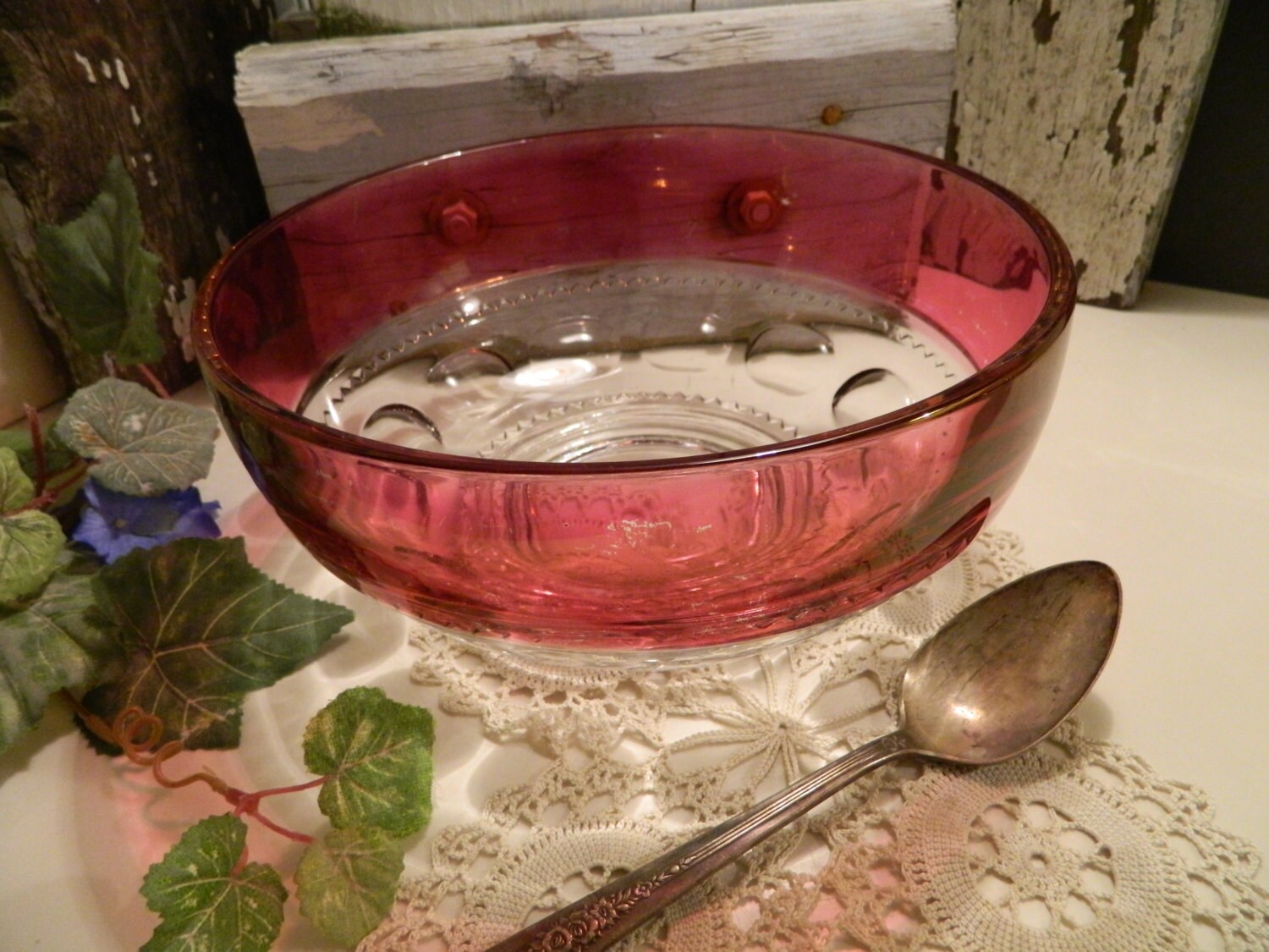 Vintage Ruby Flashed Glass Serving Bowl – Haute Juice