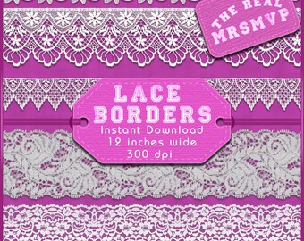Lace Borders Clip Art INSTANT DOWNLOAD Lace Graphic, Lace Clip Art ...