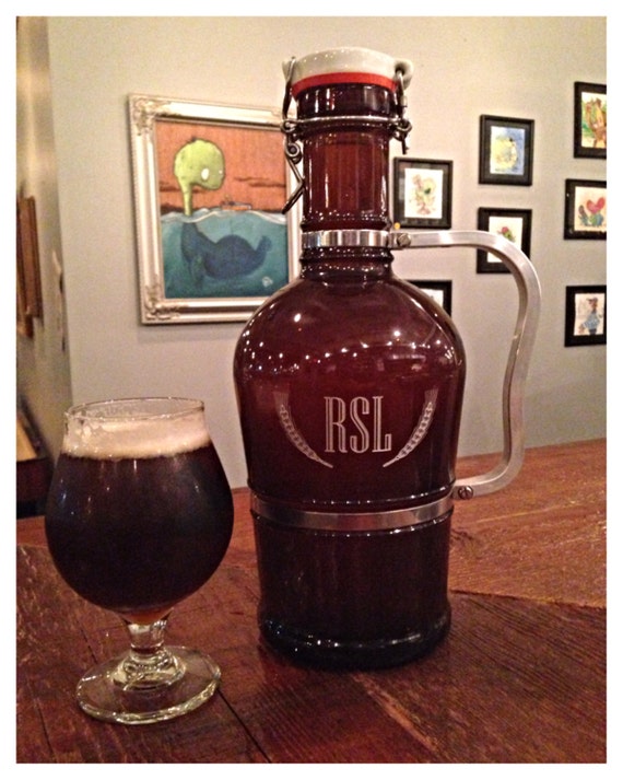 Custom Engraved German Beer Growler with Flip Top