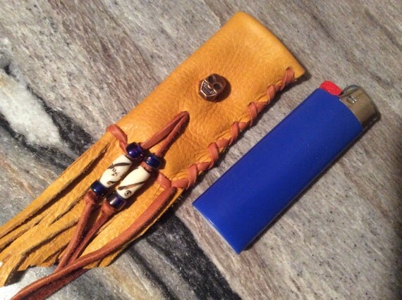 Bic Lighter Case Leather Lighter Case with Fringe by LeatherByLisa