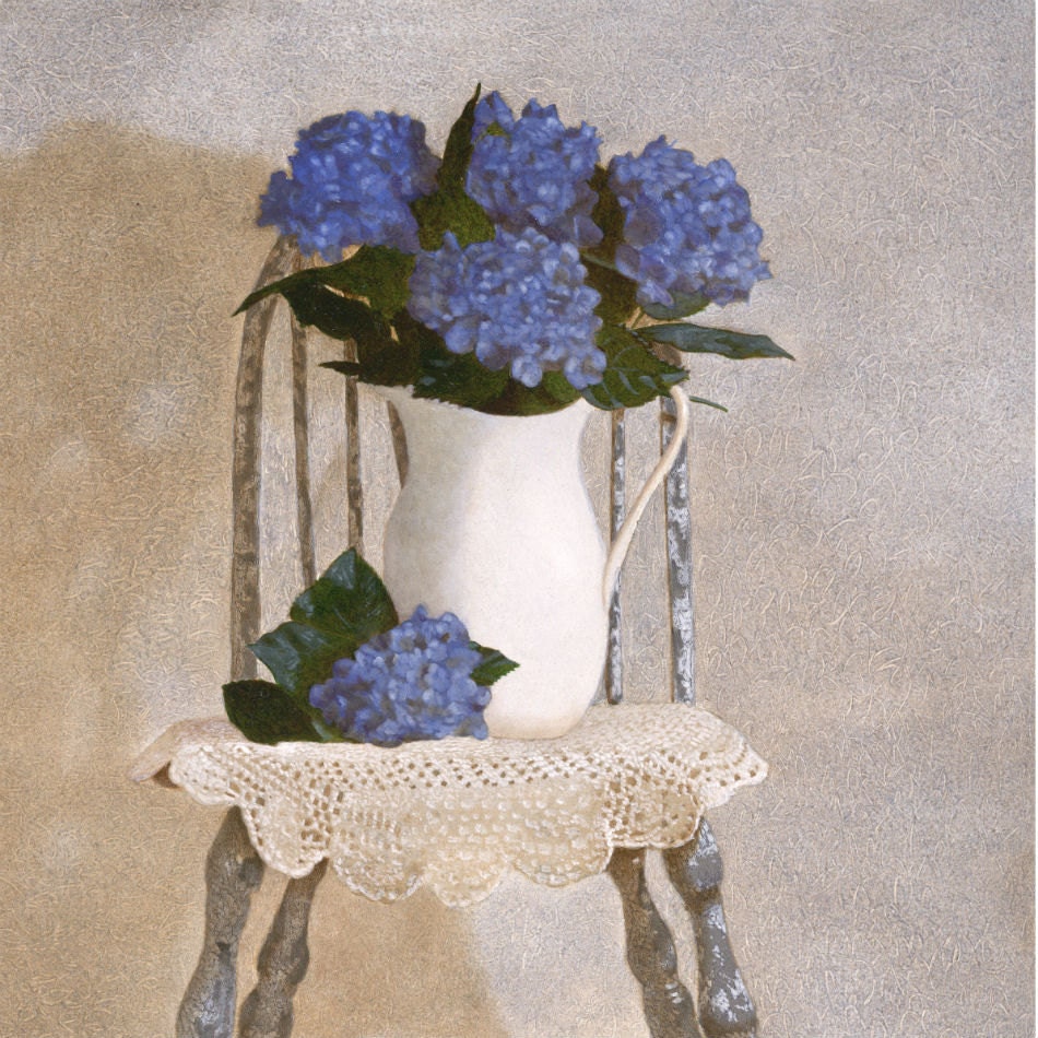 Hydrangea Wall Decor Still Life 5 x 7 Inches Oil Painting by