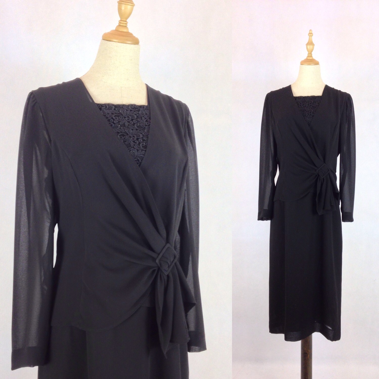 Clearance Sale / Vintage Japanese 70s black cocktail dress / Made in ...