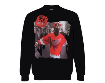 TUPAC 2pac Shakur Crew Neck Sweater Long Sleeve Red Wings Detroit ...