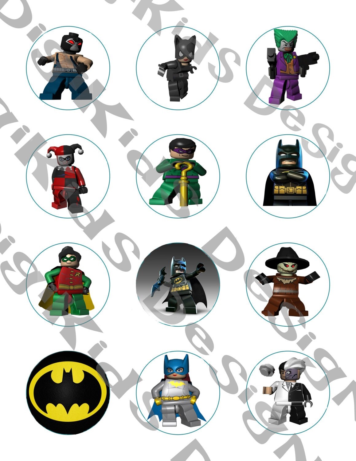 Lego Batman Printable Stickers or Cupcake by DigiKidsDesign