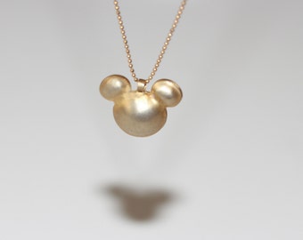 Gold mickey necklace | Etsy