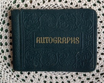 SALE/Vintage Green Autograph Book Old Autograph Journal Vintage Green ...