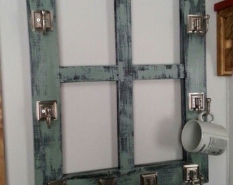 Handcrafted-Shabby Chic-Window Frame-Coffee/Tea Cup Display Rack-Wood ...