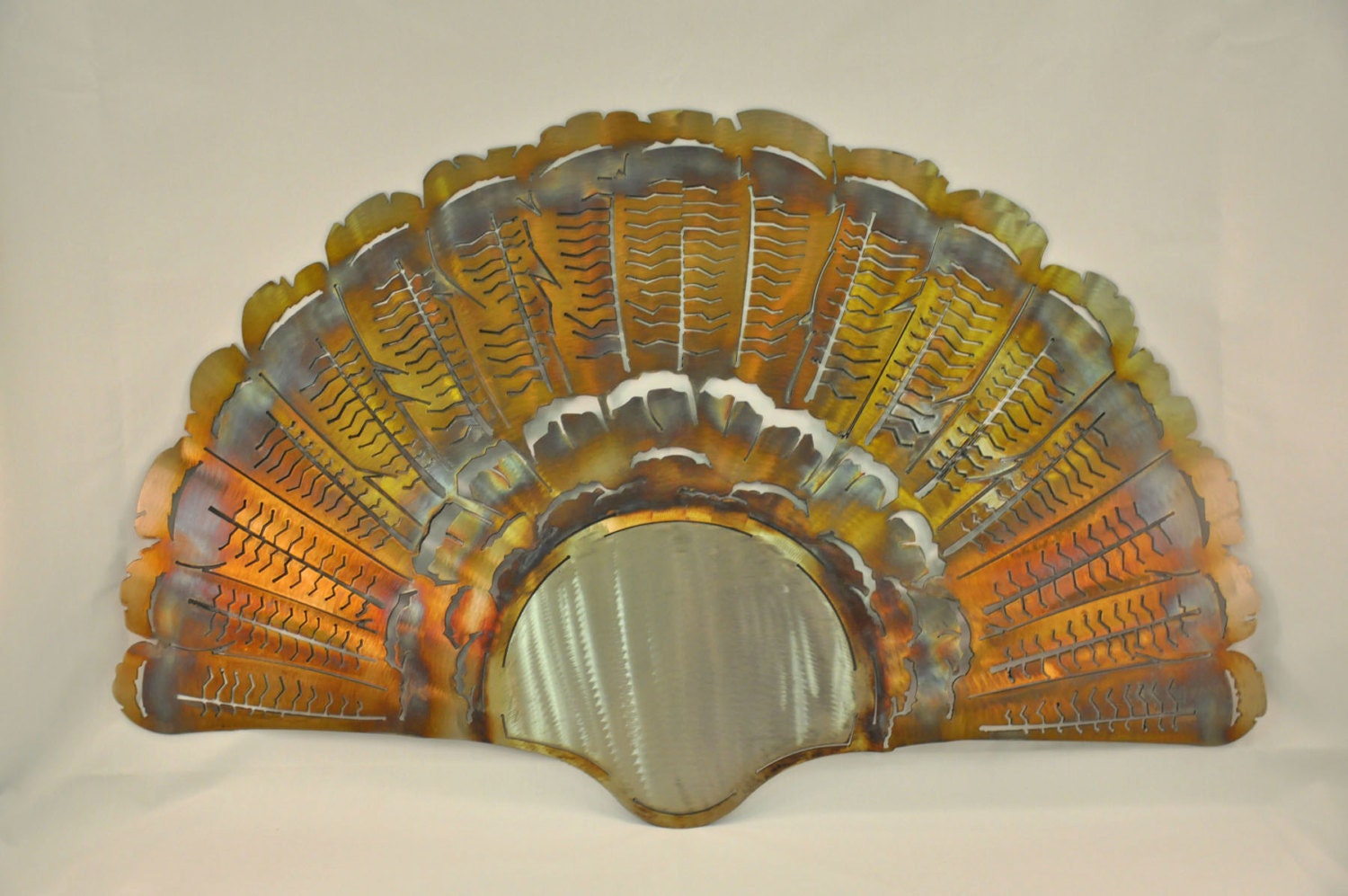 Turkey Fan Metal Art Wall Sculpture in Stainless Steel