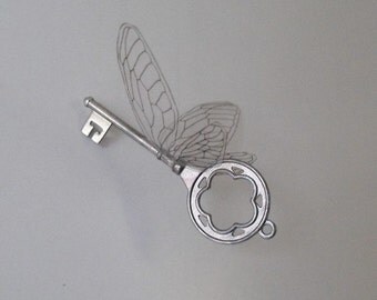 Flying winged key with dragonfly wings in by BedlamitesBoutique