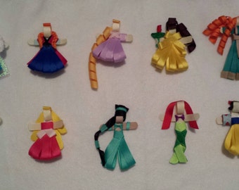 Items similar to Disney Princess Hair Bow Clips Ribbon Sculpture Girl ...