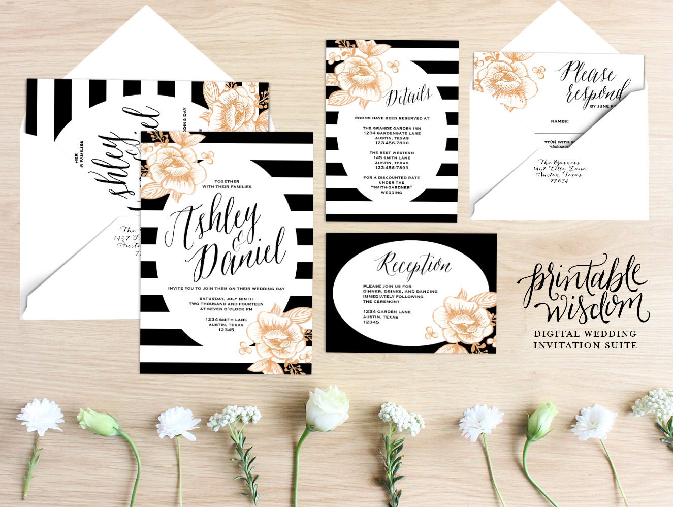 Printable Wedding Invitation Suite Floral wedding invite