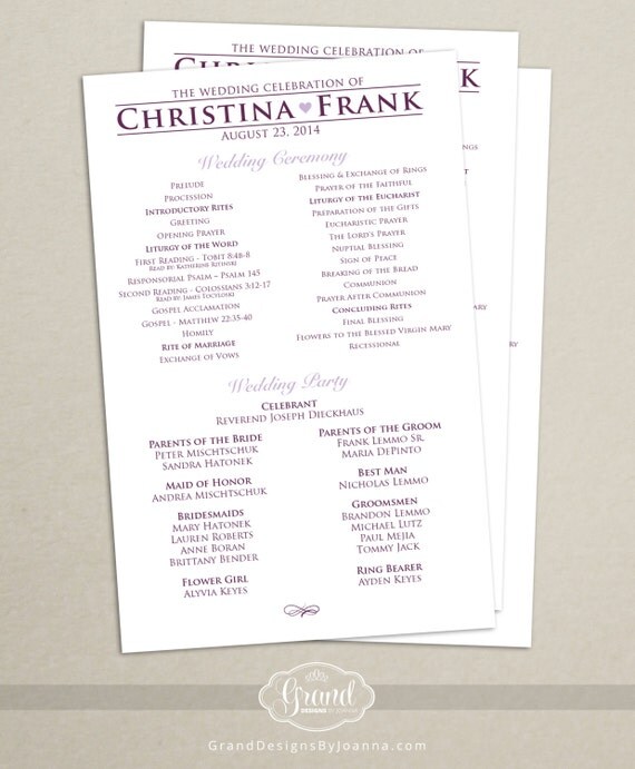 Modern Wedding Program Full Mass Single-Sided Flat Program
