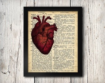 Items similar to Anatomical heart Book Print - Vintage heart print on Etsy