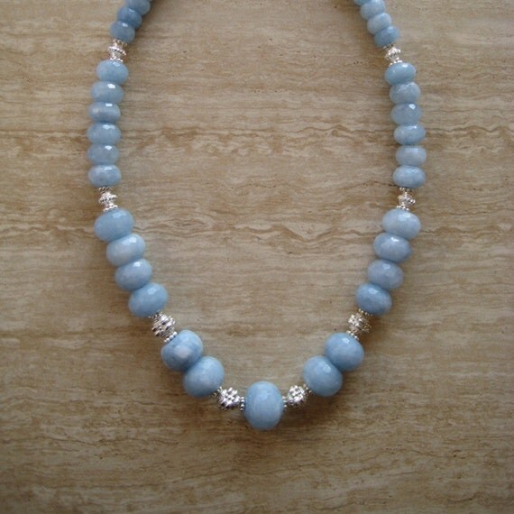 Aquamarine Faceted Quartz Statement Necklace