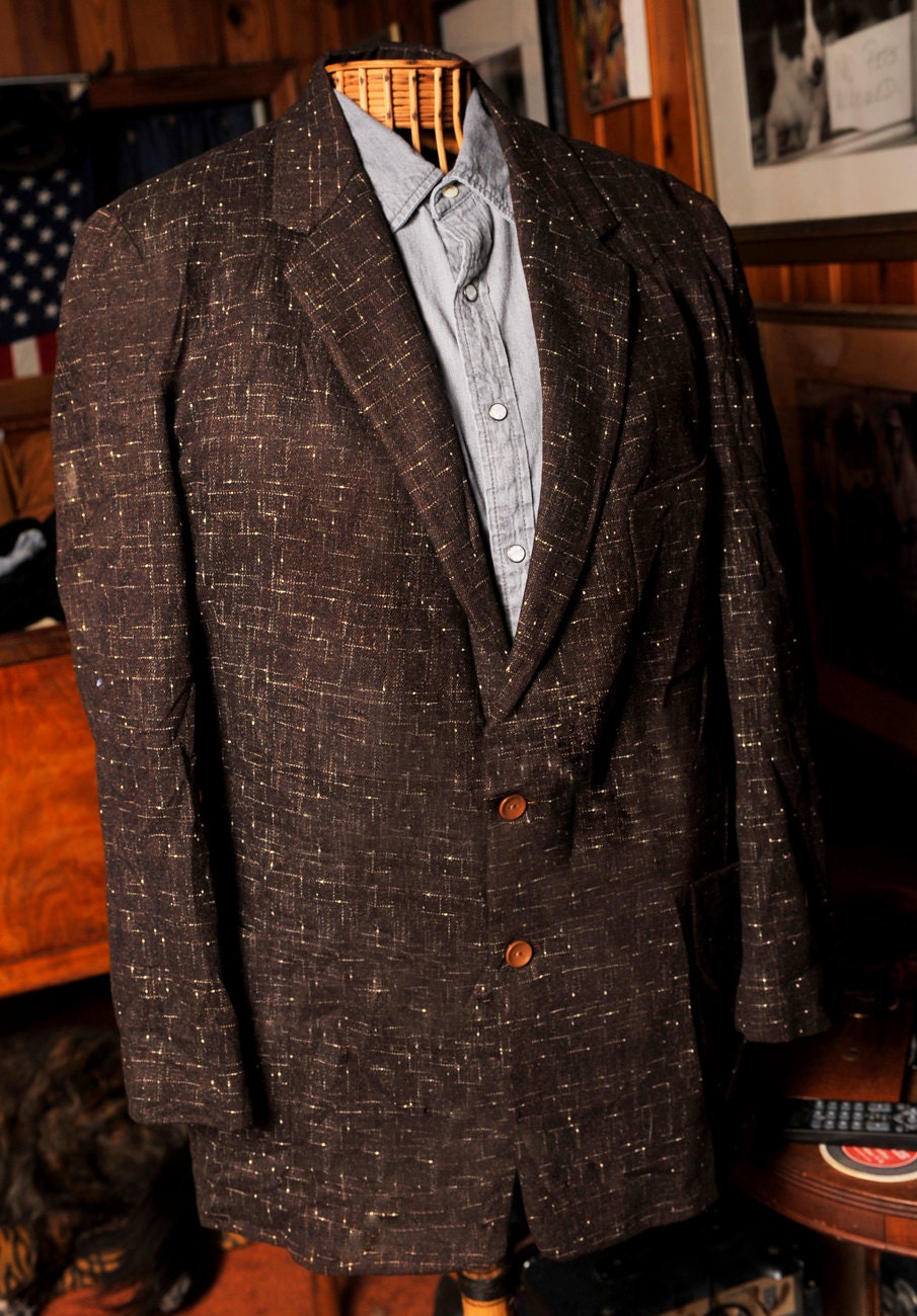 Vintage Dark Brown original ATOMIC FLECK Rockabilly 50’s suit JACKET M ...