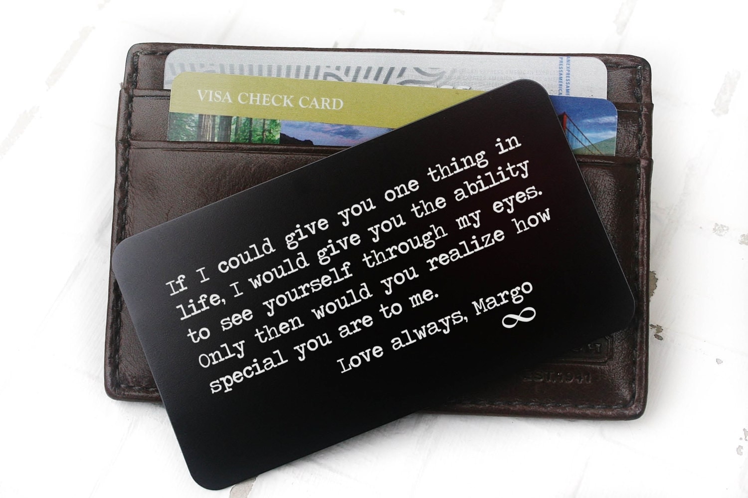 Engraved Wallet Card Personalized Wallet Card by MessageMeThis