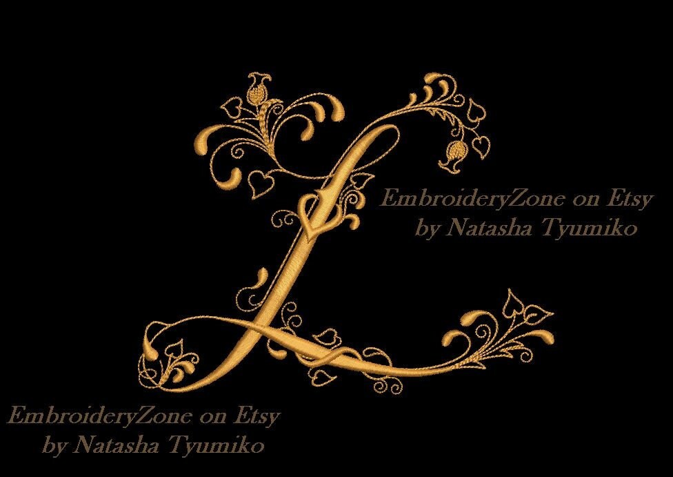 Monogram Letter L vintage 2. Font L. Embroidery design.