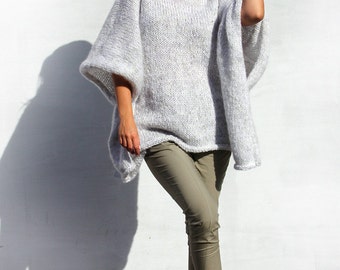 Oversized White Sweater Big Chunky Sweater by AlexandraMilcarz