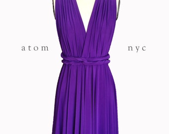 Navy Blue SHORT Infinity Dress Convertible Formal by AtomAttire