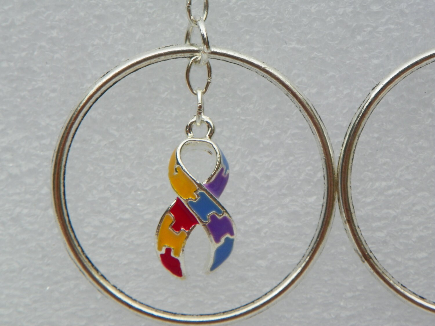 Autism Ribbon Earrings autism hoop by CathysCreationsPlus on Etsy