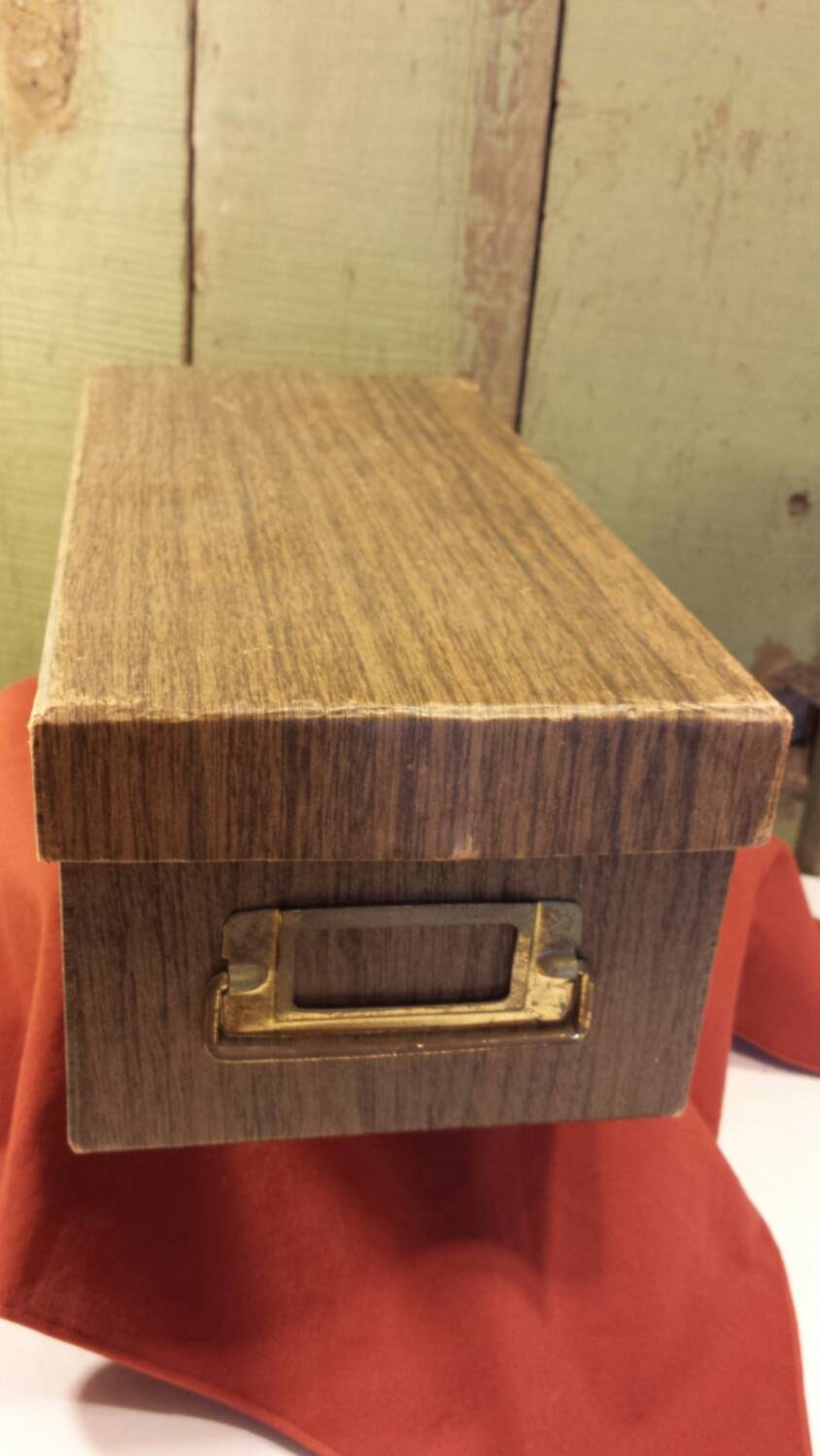 Vintage Index Card File, Amfile W 135, Simulated Woodgrain Card File ...