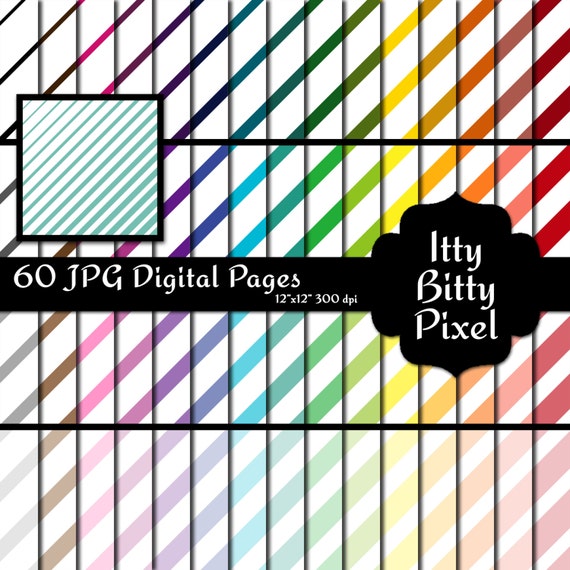 Ombre Diagonal Stripe Scrapbook Paper Stripe by IttyBittyPixel