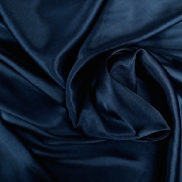 Midnight Blue Polyester Lining Fabric Silk by FabricSupplier