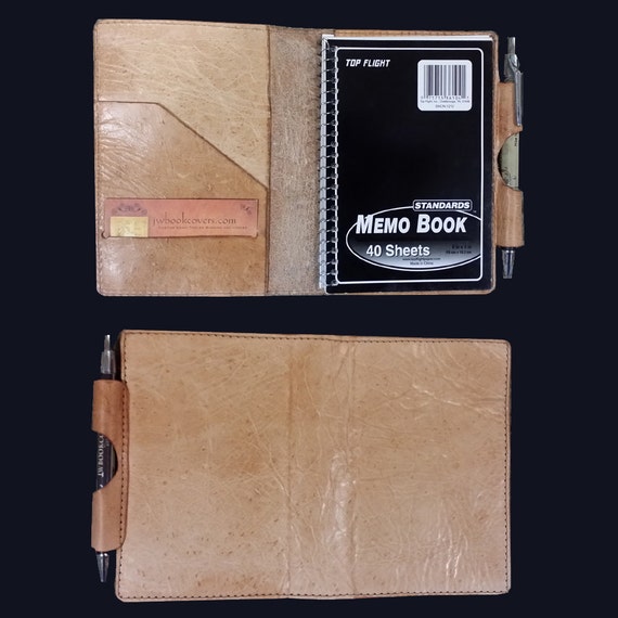 Handmade leather 6x4 spiral notebook cover with pin holder