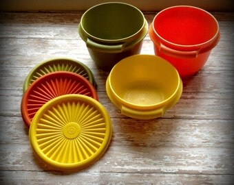 Vintage Tupperware Servalier Storage Bowls Retro Kitchen
