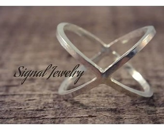 X ring Sterling silver ring