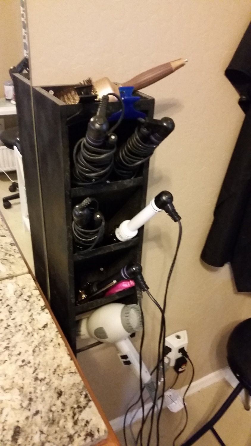 Hair Stylist Caddy wall mounted Wood Cubby Shelves