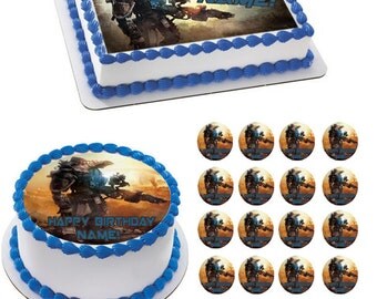 TITANFALL Edible Birthday Party Cake & Cupcake Edible Topper Decoration ...