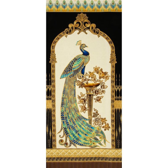 Items similar to Fabric Panel, Peacock Fabric Panel, Quilt Fabric Panel ...