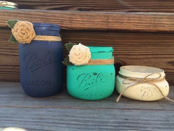 Items similar to Hand Painted Multi Color Mason Jars on Etsy