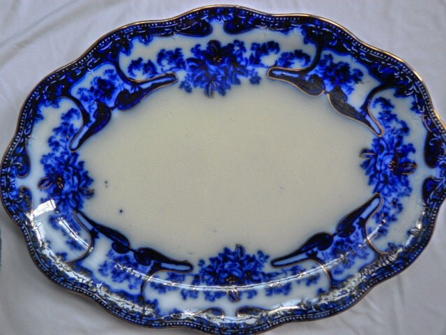 Antique Art Nouveau Pountney Bristol Flow Blue “Milton” Pattern late ...