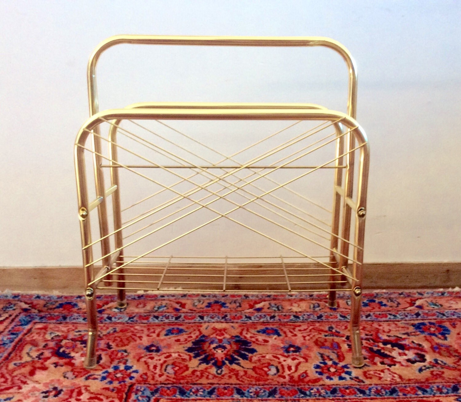 Vintage Brass Magazine Rack, Magazine Holder. Gold Decor and Furniture ...